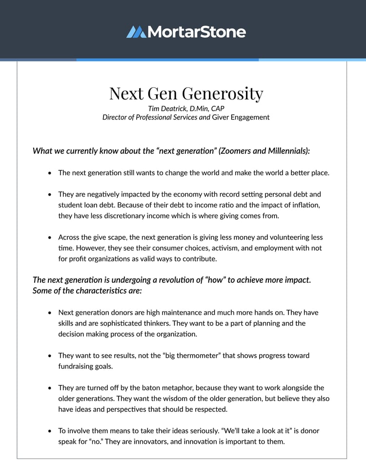 Next Gen Generosity Resource